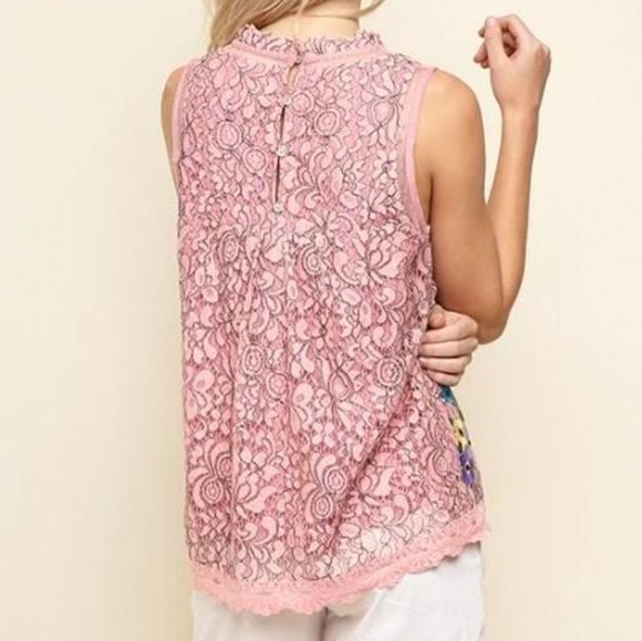 Umgee | Tops | Sleeveless High Neck Lace Top With A Crochet Hem | Poshmark